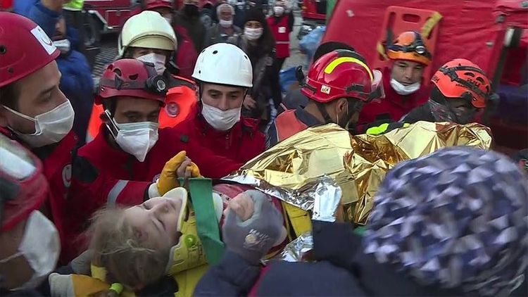 3-year-old girl rescued 65 hours after quake in Turkey's Izmir